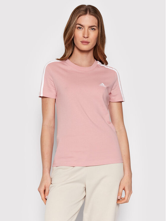 adidas Тишърт Essentials 3-Stripes HF7236 Розов Slim Fit | Modivo.bg