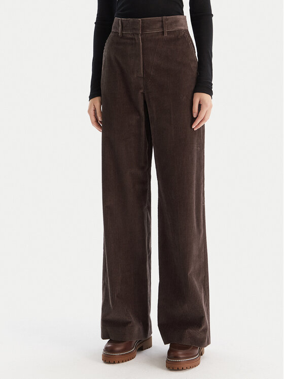 Weekend Max Mara Kalhoty z materiálu Tania 2525136092 Hnědá Wide Leg ...