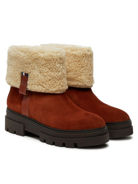 Tommy Hilfiger Stiefeletten Faux Fur Suede Roll Down Boot FW0FW08158 Braun Modivo