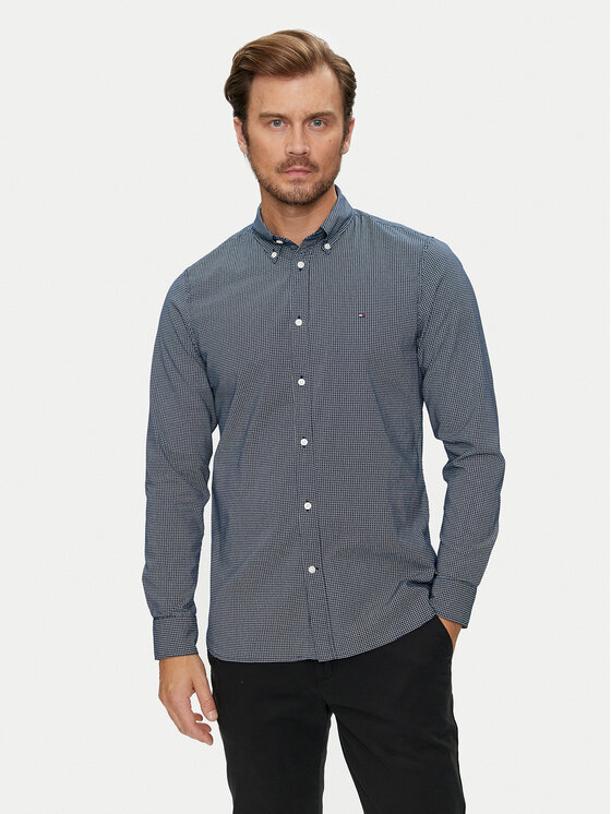 Tommy Hilfiger Chemise Micro Foulard MW0MW35813 Bleu marine Slim Fit | Modivo.fr