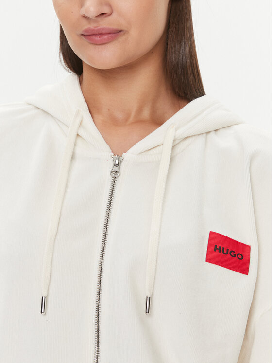 Hugo Mikina Velvet 50500470 Écru Regular Fit | Modivo.cz