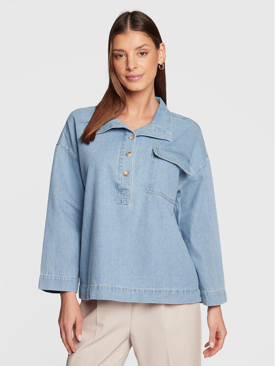 Moss Copenhagen дънкова риза Caralisa 16930 Светлосиньо Regular Fit ...