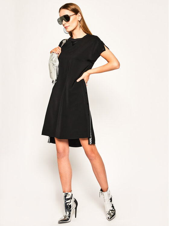 KARL LAGERFELD Každodenní šaty Cady 201W1300 Černá Regular Fit | Modivo.cz