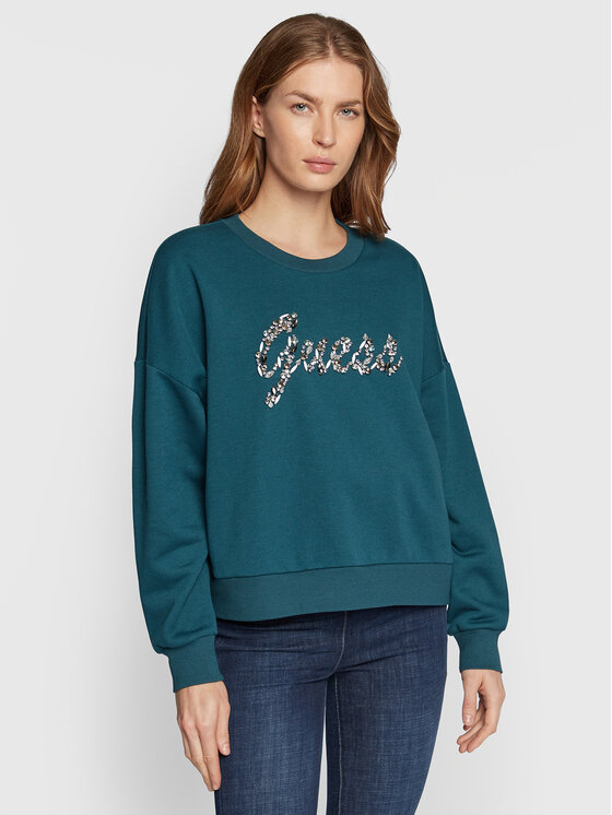 Guess Bluza Manila W2BQ24 K8802 Zielony Regular Fit | Modivo.pl