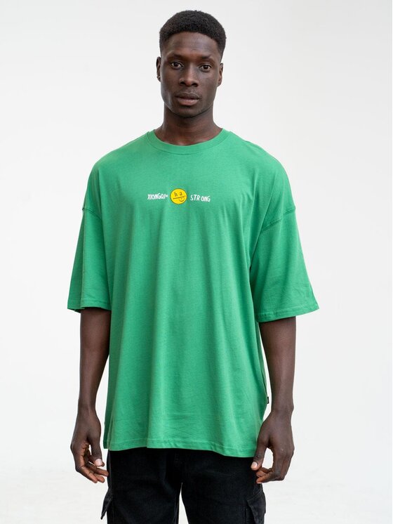 YEP T-Shirt Koszulka Męska Z Krótkim Rękawem Oversize Zielona YEP Happy ...