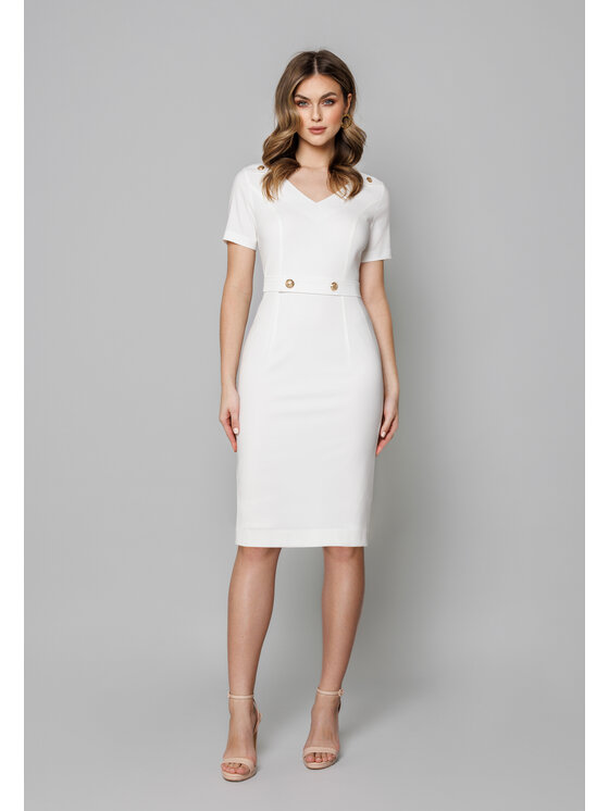 Kasia Zapała Sukienka koktajlowa Sukienka Lilly Écru Slim Fit | Modivo.pl