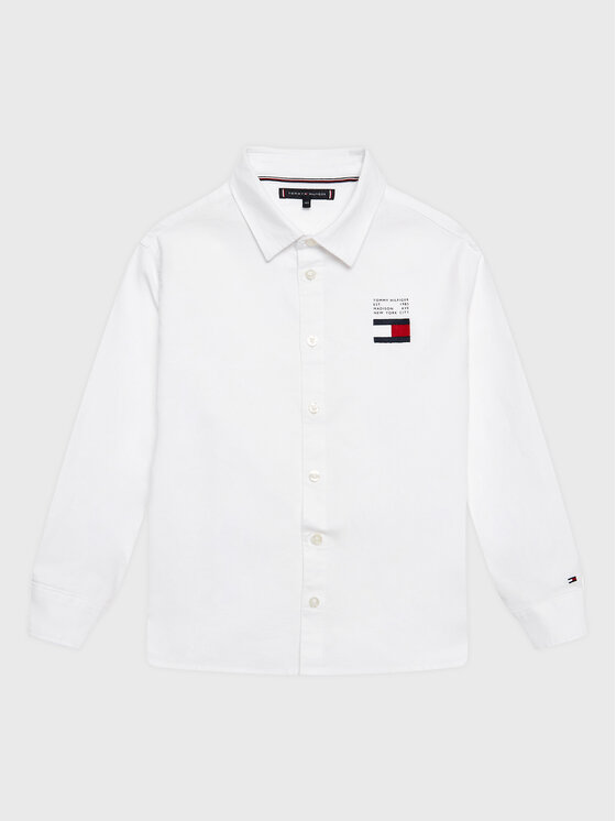 Tommy Hilfiger Cămașă Flag Oxford KB0KB08012 D Alb Regular Fit | Modivo.ro