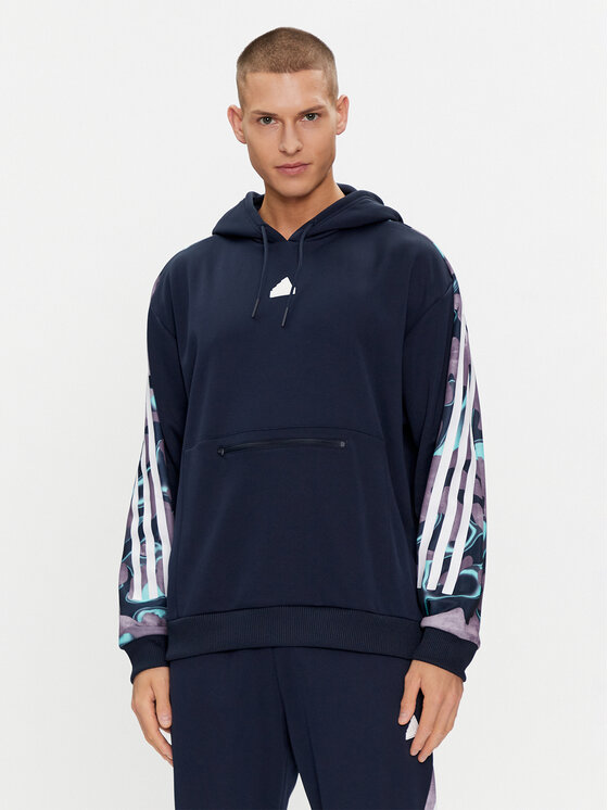 adidas Pulóver Future Icons Allover Print IJ8848 Sötétkék Loose Fit ...