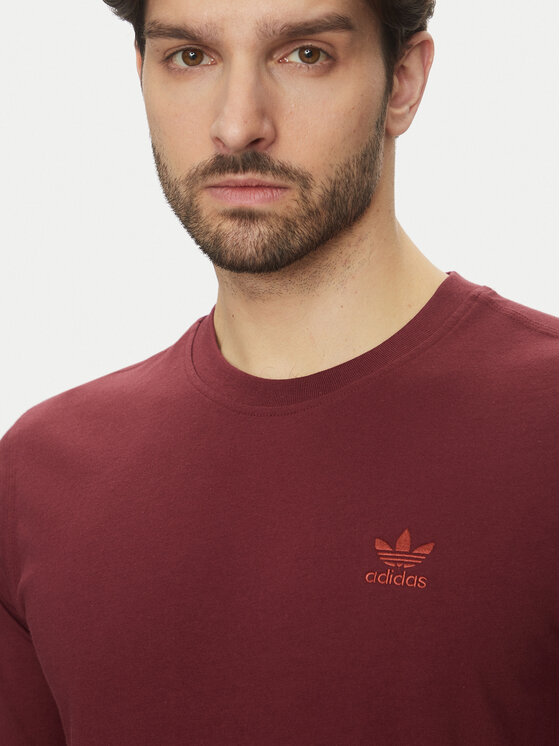 adidas T-Shirt Trefoil Essentials JC9992 Bordowy Regular Fit | Modivo.pl