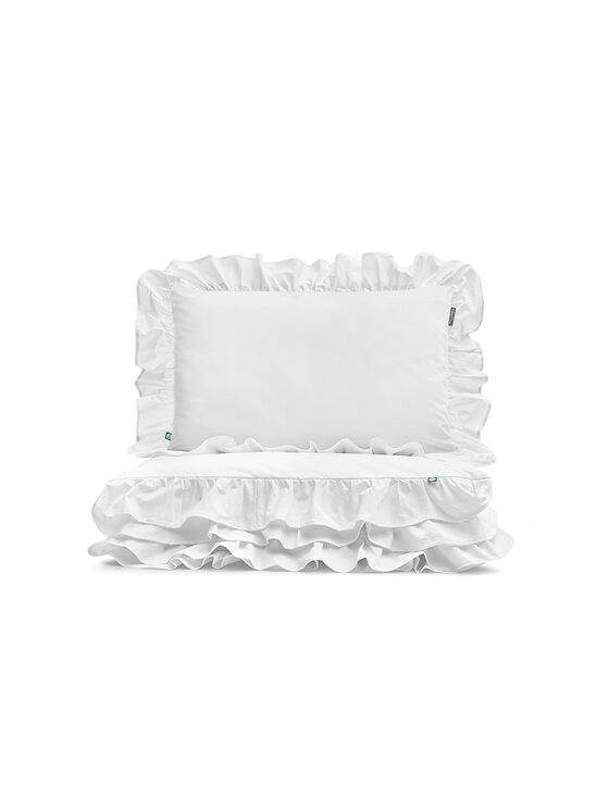 Mumla Komplet pościeli \pościel basic biały z falbaną Biały | Modivo.pl