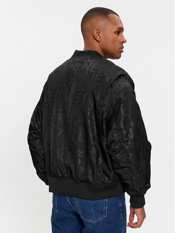 Calvin Klein Jeans Kurtka bomber Logo Aop J30J324658 Czarny Oversize ...