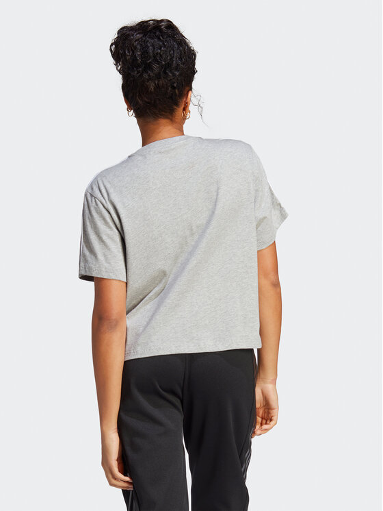adidas Tricou Essentials 3-Stripes Single Jersey Crop Top HR4916 Gri ...