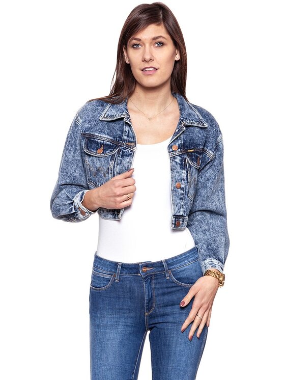 Wrangler Kurtka damska CROPPED JACKET Niebieski Regular Fit | Modivo.pl