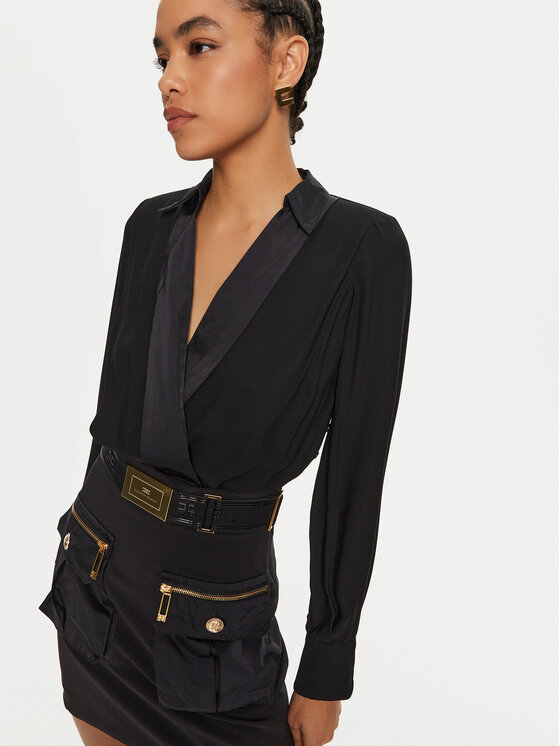 Elisabetta Franchi Kokteiļkleita Ab-655-46e2 Melns Regular Fit 