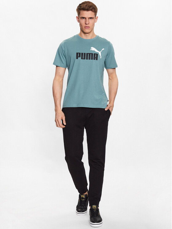 Puma T-Shirt Essentials+ 2 Col Logo 586759 Zielony Regular Fit | Modivo.pl