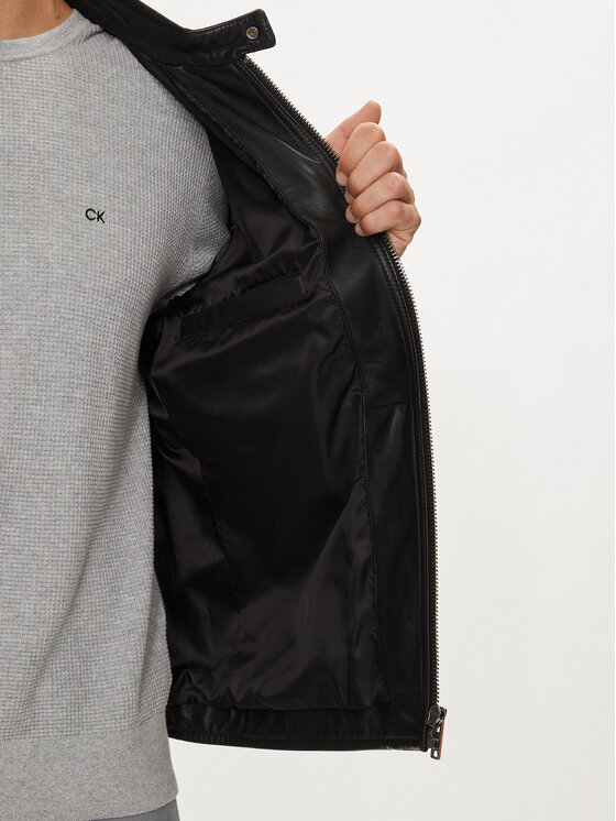 Boss Kožená bunda Jomoto 50518270 Černá Regular Fit | Modivo.cz