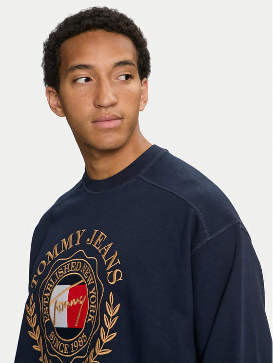 Tommy Jeans Sweatshirt DM0DM19243 Dunkelblau Boxy Fit Modivo