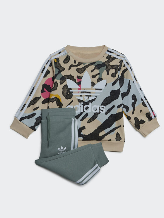adidas Treniņtērps Animal Print Crew Set IB8577 Bēšs Regular Fit ...