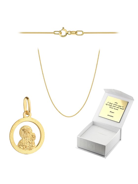 Fugart Naszyjnik Złoty medalik Matka Boska z dzieciątkiem z łańcuszkiem ...