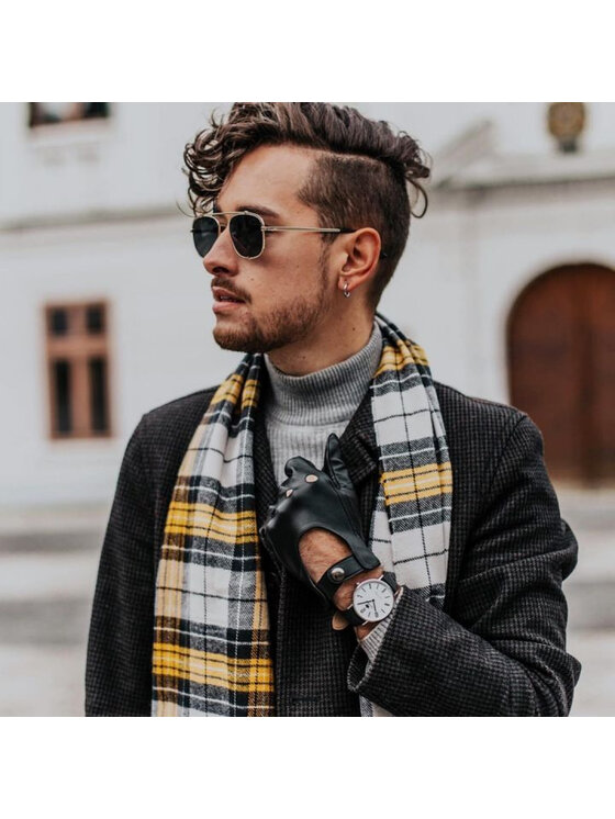 James Hawk Rękawiczki Męskie Męskie skórzane rękawiczki dotykowe Czarny | Modivo.pl