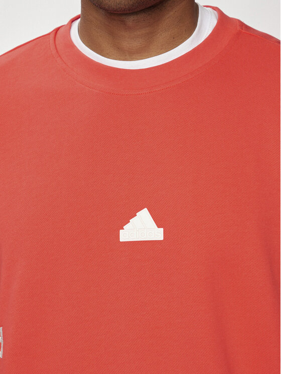 adidas Bluza Embroidered IS2037 Czerwony Loose Fit | Modivo.pl