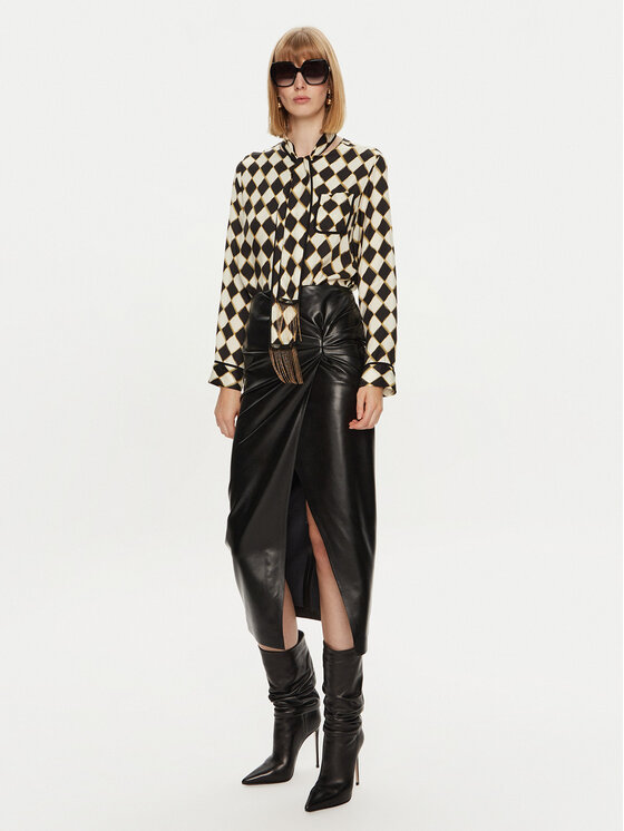 Simona Corsellini Sukně z imitace kůže A24CPGO007 Černá Slim Fit ...