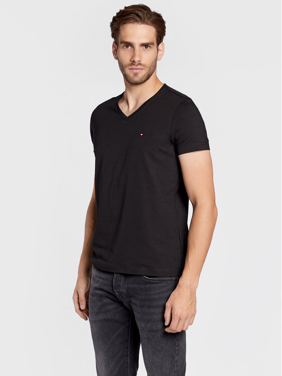 Tommy Hilfiger Póló Core Stretch MW0MW27540 Fekete Slim Fit | Modivo.hu