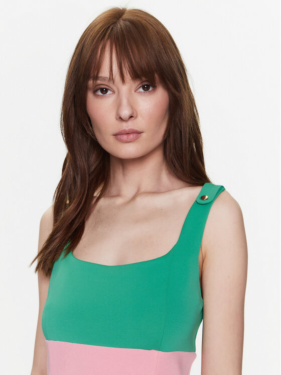 NAF NAF Sukienka dzianinowa Lexi XENR96 Zielony Regular Fit | Modivo.pl