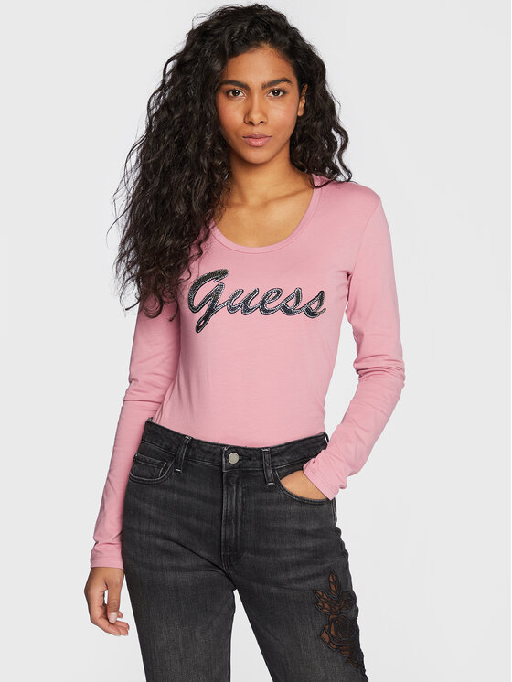 Guess Blúz W3RI15 J1314 Rózsaszín Slim Fit | Modivo.hu
