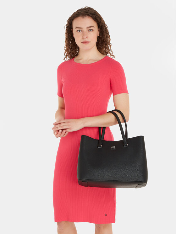 Tommy Hilfiger Torebka Th Emblem Satchel AW0AW14860 Czarny | Modivo.pl